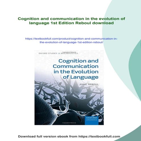 Cognition and communication in the evolution of language 1st Edition ...