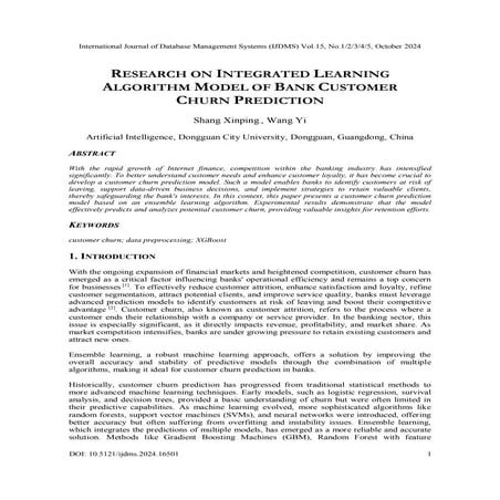 Research On Integrated Learning Algorithm Model Of Bank Customer Churn