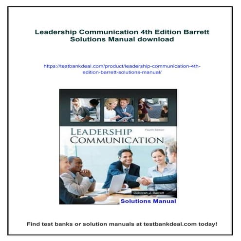 Leadership Communication 4th Edition Barrett Solutions Manual | PDF