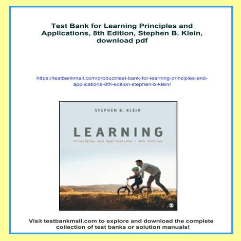 Test Bank for Learning Principles and Applications, 8th Edition ...