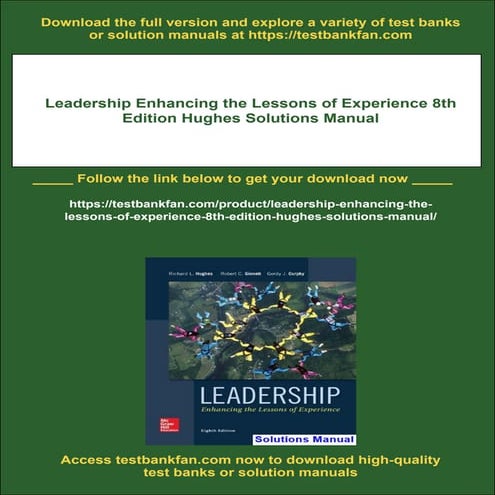 Leadership Enhancing the Lessons of Experience 8th Edition Hughes Solutions Manual | PDF
