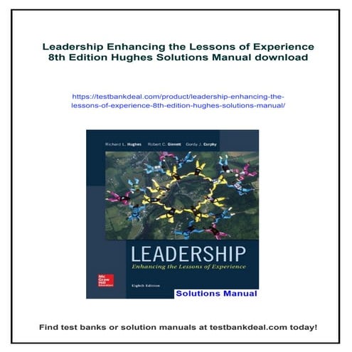 Leadership Enhancing the Lessons of Experience 8th Edition Hughes ...