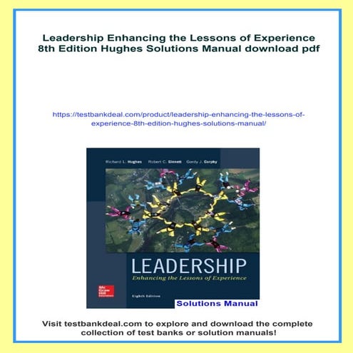 Leadership Enhancing the Lessons of Experience 8th Edition Hughes ...
