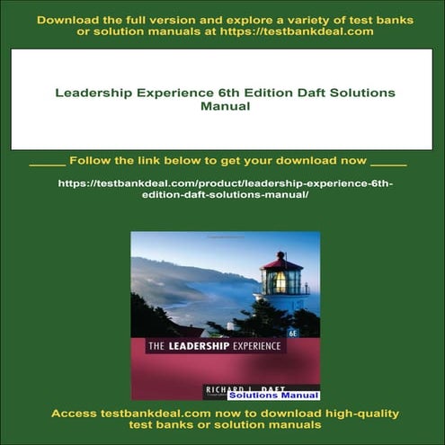 Leadership Experience 6th Edition Daft Solutions Manual | PDF