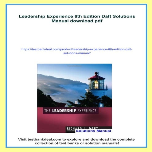 Leadership Experience 6th Edition Daft Solutions Manual | PDF