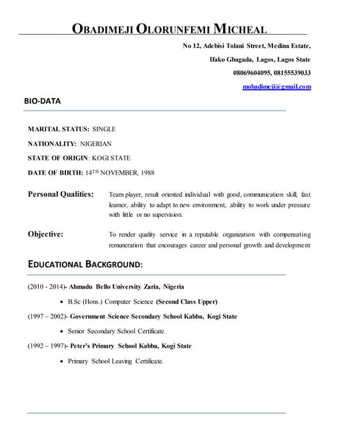 AYINDE MUSA ADEOYE cv | PDF