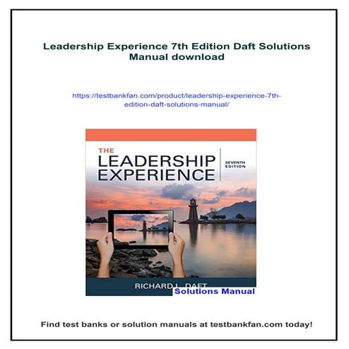Leadership Experience 7th Edition Daft Solutions Manual | PDF