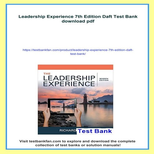 Leadership Experience 7th Edition Daft Test Bank | PDF