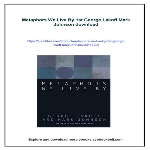 Metaphors We Live By 1st George Lakoff Mark Johnson | PDF