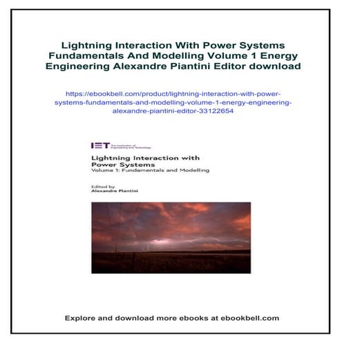 Lightning Interaction With Power Systems Fundamentals And Modelling Volume 1 Energy Engineering ...
