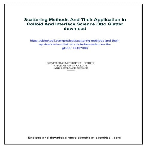 Scattering Methods And Their Application In Colloid And Interface ...