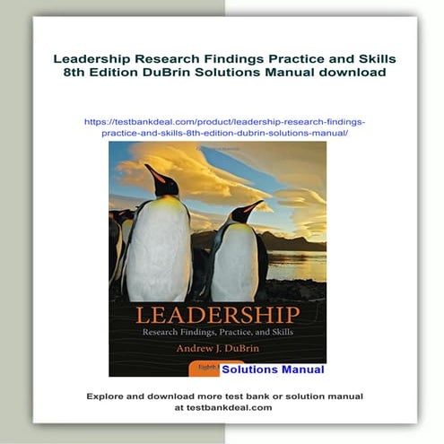 Leadership Research Findings Practice and Skills 8th Edition DuBrin ...