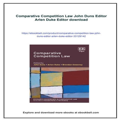 Comparative Competition Law John Duns Editor Arlen Duke Editor | PDF