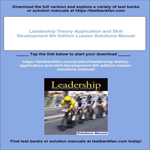 Leadership Theory Application and Skill Development 5th Edition Lussier ...