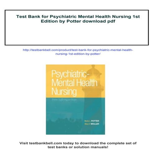 Test Bank for Psychiatric Mental Health Nursing 1st Edition by Potter | PDF