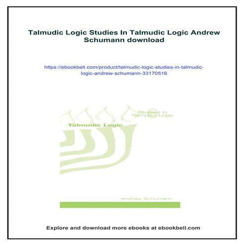 Talmudic Logic Studies In Talmudic Logic Andrew Schumann | PDF