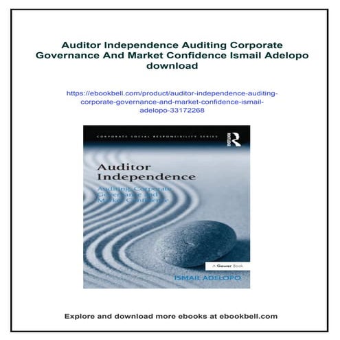 Auditor Independence Auditing Corporate Governance And Market ...