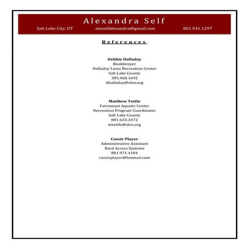 Alexandra Self References color | PDF