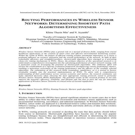 Routing Performances In Wireless Sensor Networks Determining Shortest