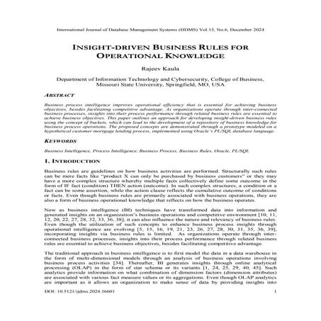 Insight-Driven Business Rules for Operational Knowledge | PDF