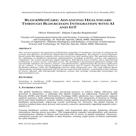 BLOCKMEDCARE: ADVANCING HEALTHCARE THROUGH BLOCKCHAIN INTEGRATION WITH AI AND IOT | PDF