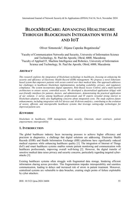 A Proposed Blockchain Based Secure Electronic Health Record System | PPTX