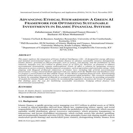 Advancing Ethical Stewardship: A Green AI Framework for Optimizing ...