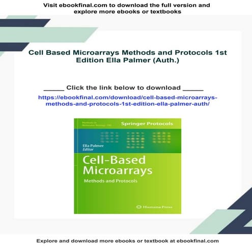 Cell Based Microarrays Methods and Protocols 1st Edition Ella Palmer (Auth.) | PDF