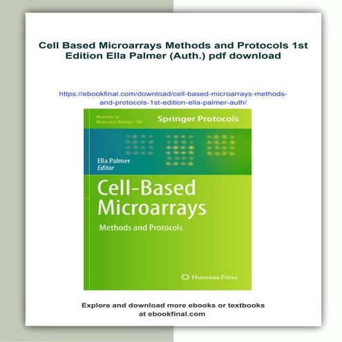 Cell Based Microarrays Methods and Protocols 1st Edition Ella Palmer (Auth.) | PDF