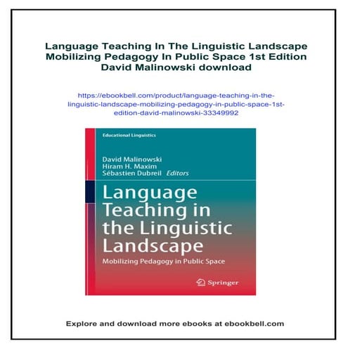 Language Teaching In The Linguistic Landscape Mobilizing Pedagogy In Public Space 1st Edition ...