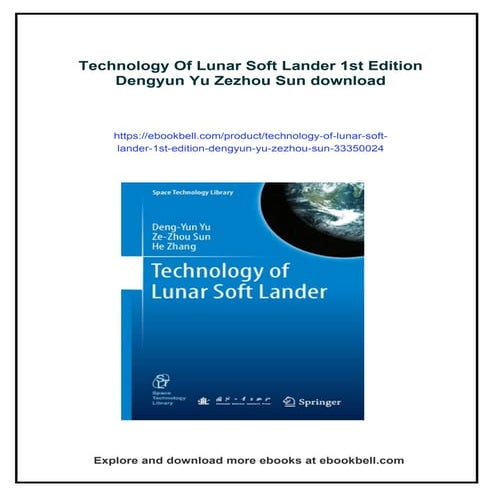 Technology Of Lunar Soft Lander 1st Edition Dengyun Yu Zezhou Sun | PDF