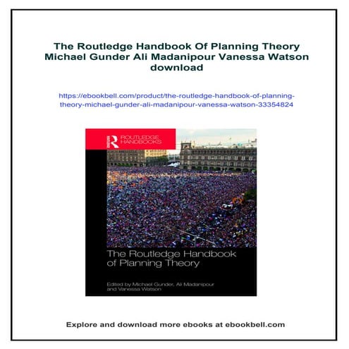 The Routledge Handbook Of Planning Theory Michael Gunder Ali Madanipour Vanessa Watson | PDF