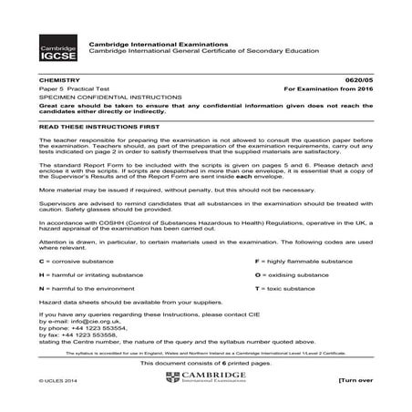 166851 2016-specimen-paper-5-instructions | PDF