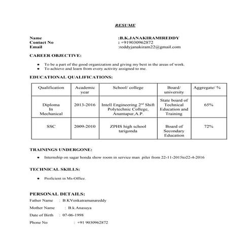 JANAKI RAM RESUME | PDF