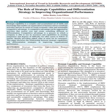 The Role of Strategic Capabilities and Differentiation Strategy in ...