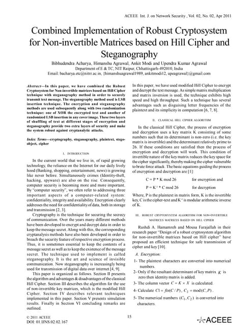 Image Encryption Using Advanced Hill Cipher Algorithm Pdf