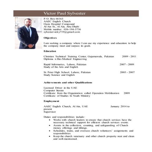 Victor Paul CV (new photo) | DOCX