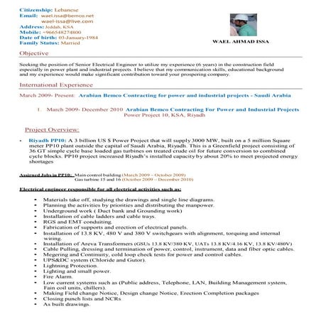 wael_issa_CV_updated | PDF | Civil Engineering Industry | Industries