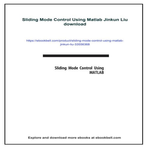 Sliding Mode Control Using Matlab Jinkun Liu | PDF