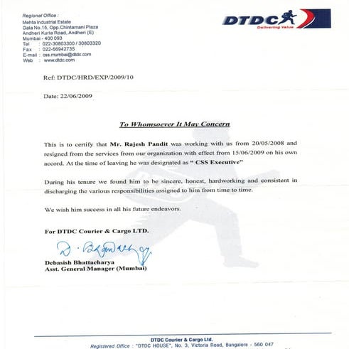 Experience DTDC | PDF