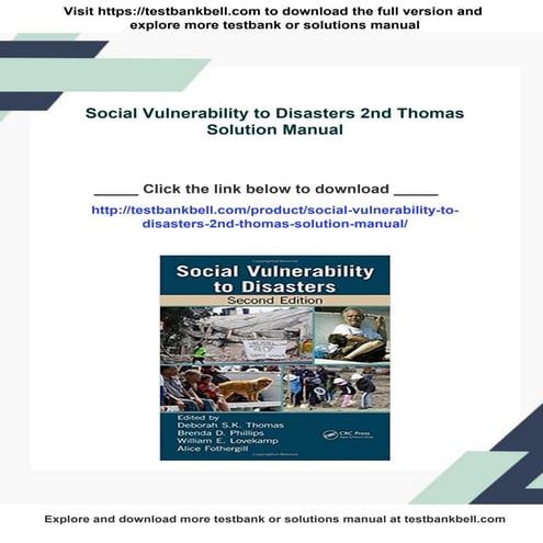 Social Vulnerability to Disasters 2nd Thomas Solution Manual | PDF