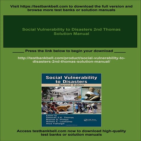 Social Vulnerability to Disasters 2nd Thomas Solution Manual | PDF