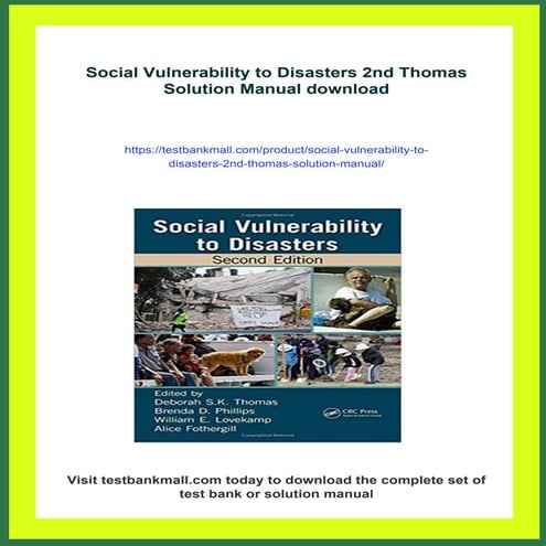 Social Vulnerability to Disasters 2nd Thomas Solution Manual | PDF