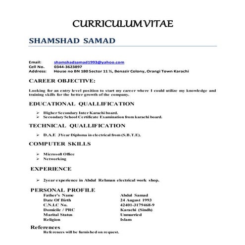 shamshad cv | DOCX