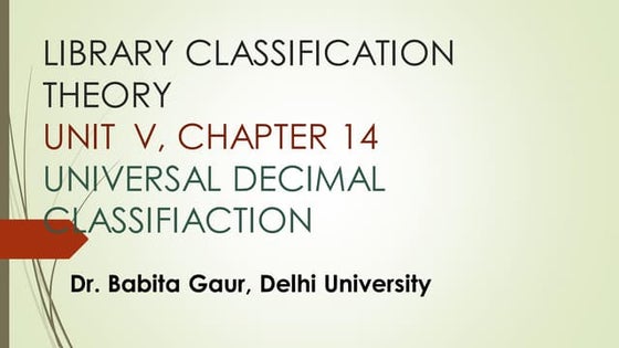 UNIVERSAL DECIMAL CLASSIFICATION-UDC | PDF