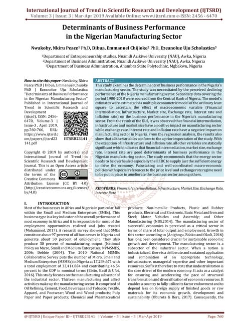 Macroeconomic Variables And Manufacturing Sector Output In Nigeria Pdf