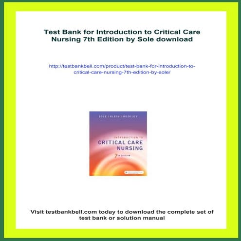 Test Bank for Introduction to Critical Care Nursing, 8th Edition, Mary ...