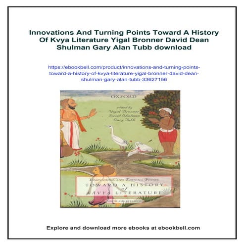 Innovations And Turning Points Toward A History Of Kvya Literature ...