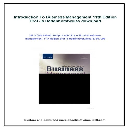 Introduction To Business Management 11th Edition Prof Ja ...