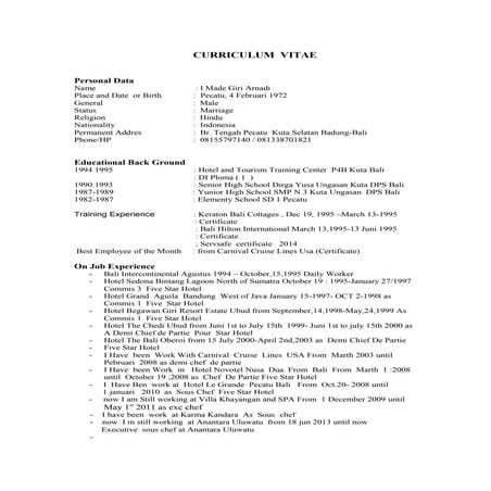 CURRICULUM VITAE WAHYU NUR PRASETYA | PDF